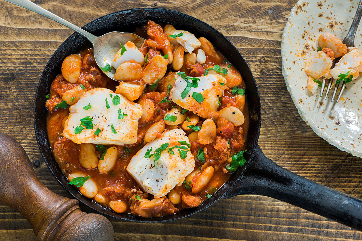 Cod, Butter Bean and Tomato Stew | Seafood By Sykes