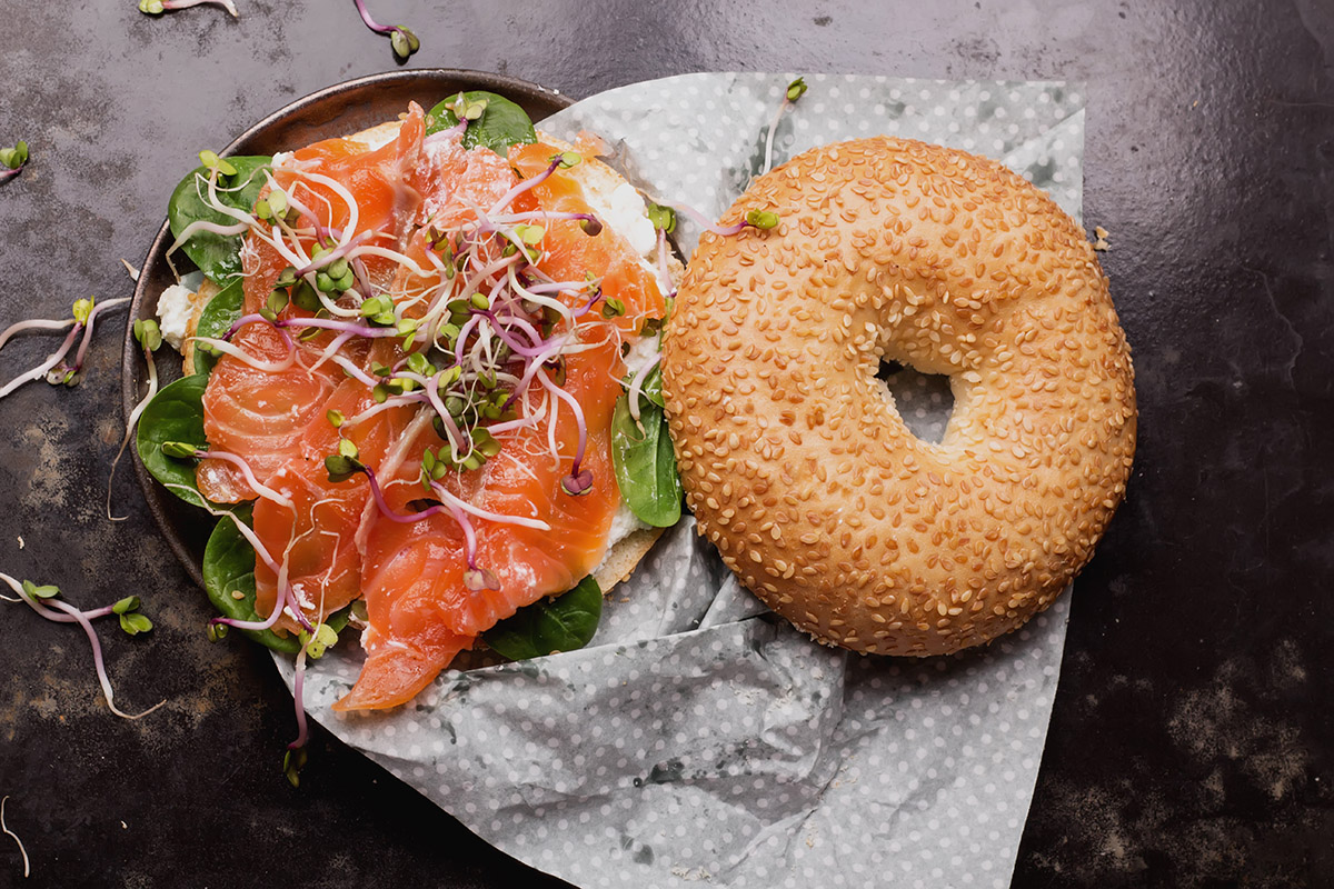 Beetroot Gravadlax and Cucumber Bagels | Seafood By Sykes